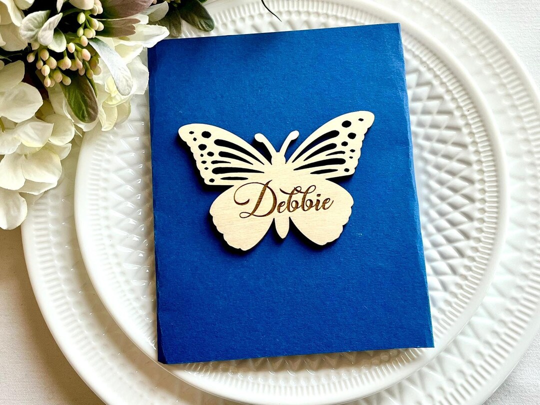 Personalized Butterfly Place Cards - Wood Custom Wedding Name Tag ...