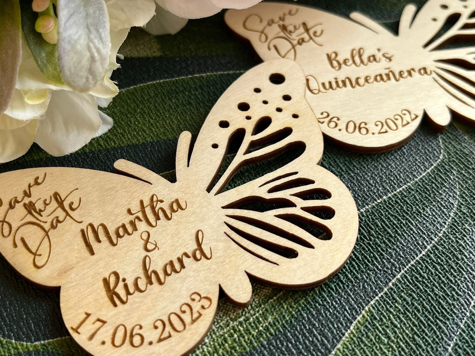 Butterfly Save the Date Magnets - Wood Personalized Wedding Invitations ...