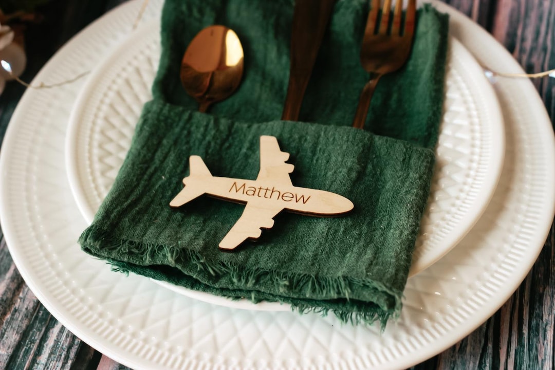Airplane Place Cards - Personalized Plane Place Setting - Destination ...