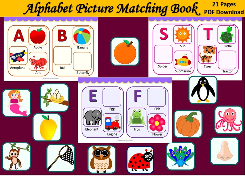 Alphabets Picture Matching Busy Book, Beginning Sound Matching Binder ...