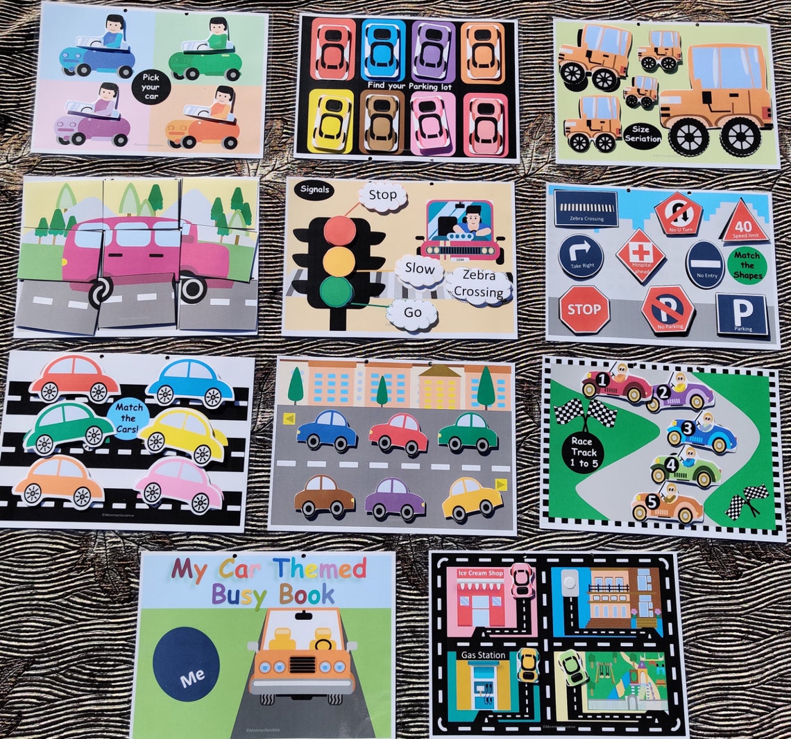Cars Themed Busy Book Toddler Busy Binder Homeschooling - Etsy India