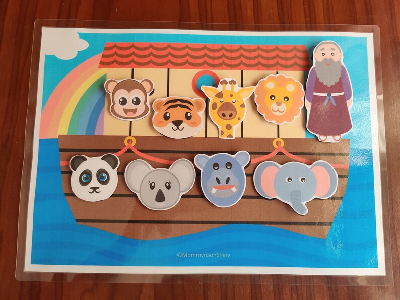 Noah's Ark Matching Activity, Busy Book, File Folder, Toddler Activity ...