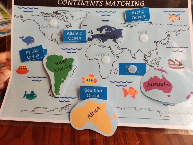 World Map, Continents, Continents and Oceans, Preschool Printable ...