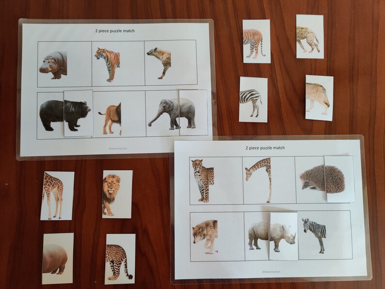 Wild Animals Pattern Match Montessori Homeschooling Quiet | Etsy India