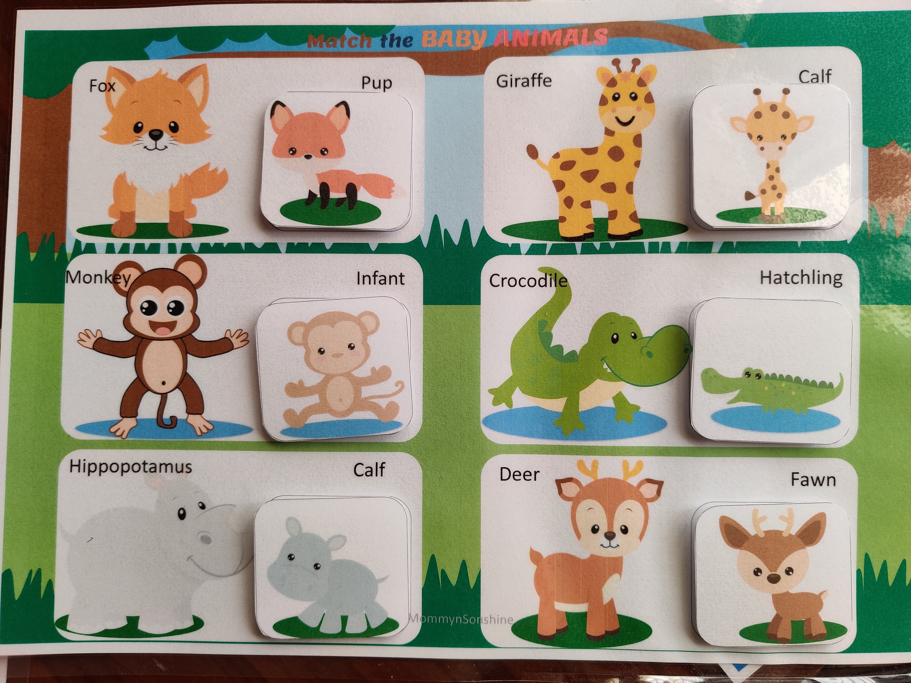 Toddler Busy Binder, Matching Baby Animals, Mother and Babies Name ...