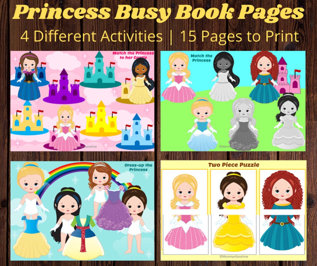 Princess Busy Book, Princess Activity Sheets, Princess Theme File ...