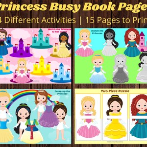 Princess Busy Book, Princess Activity Sheets, Princess Theme File ...