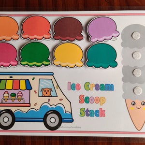 Ice Cream Stack, Busy Bag Activity, Busy Book Page, Toddler Games ...