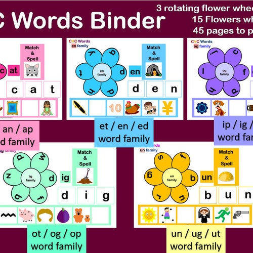 CVC Word Family Busy Binder Homeschooling Kit Literacy - Etsy