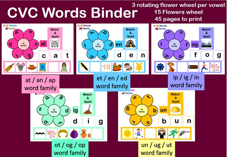 CVC Word Family Busy Binder, Homeschooling Kit, Literacy Learning for ...
