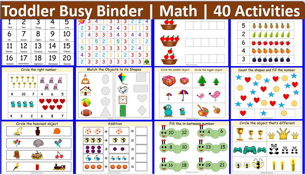 Math Binder for Preschoolers, Premath Concepts for Early Learning ...