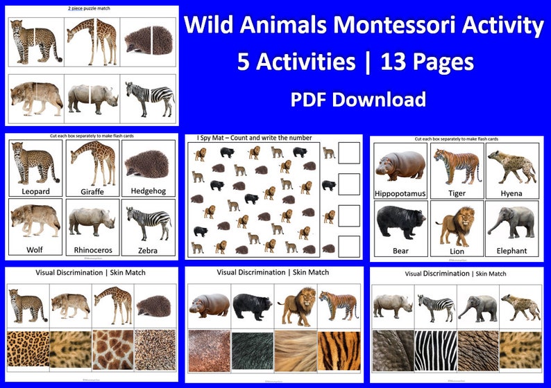 Buy Wild Animals Pattern Match Montessori Homeschooling Quiet Online in ...