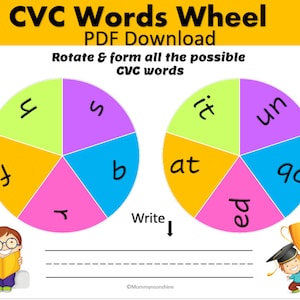 CVC Words Family Rotating Wheel, Phonics Reading, CVC Words Learning ...