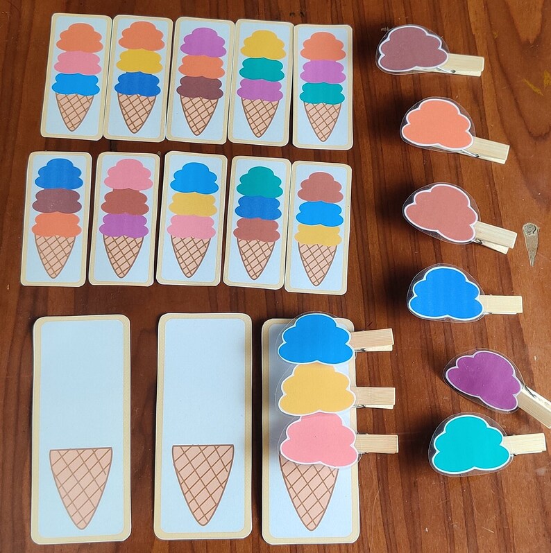 Montessori Ice Cream Scoop Matching, Ice Cream Patterns, Busy Bags ...