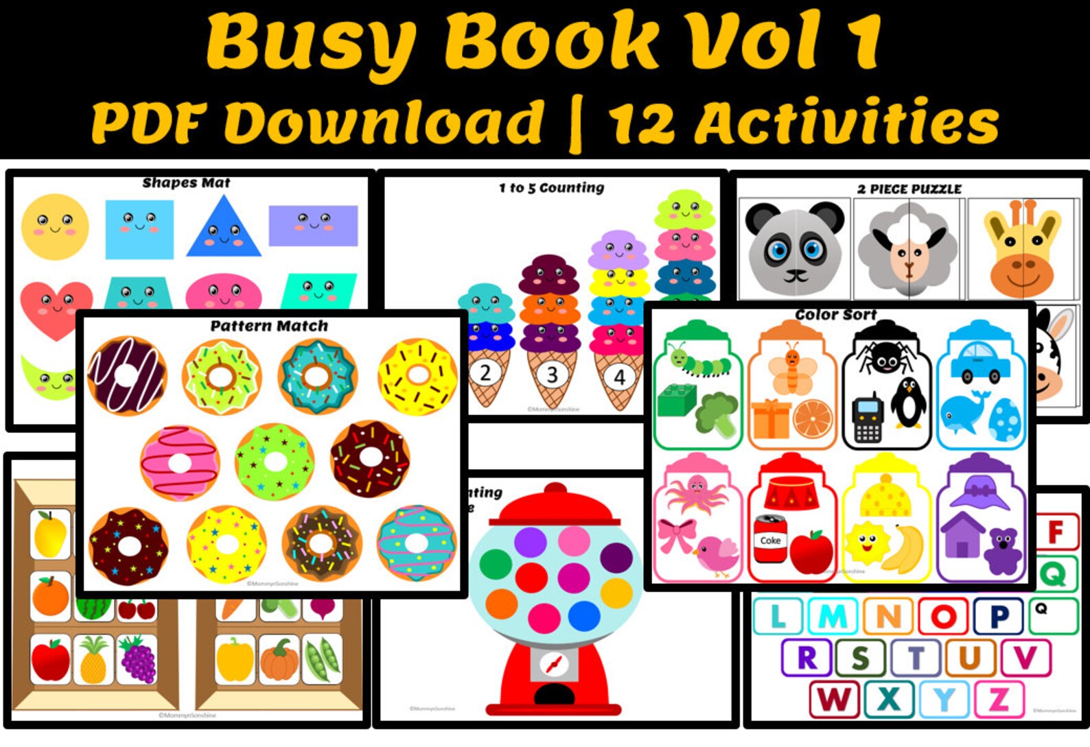 Busy Book Vol 1, Busy Binder for Toddlers & Preschoolers for 2 to 3.5 ...