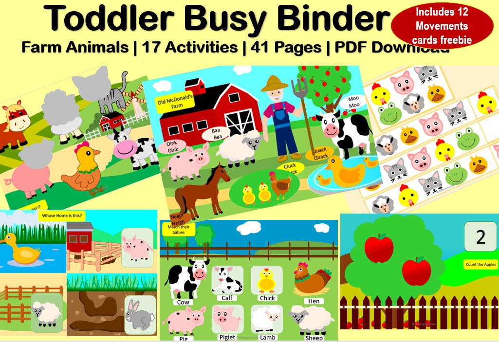 Farm Animals Preschooler Activity, Homeschooling Activity Sheets, Busy ...