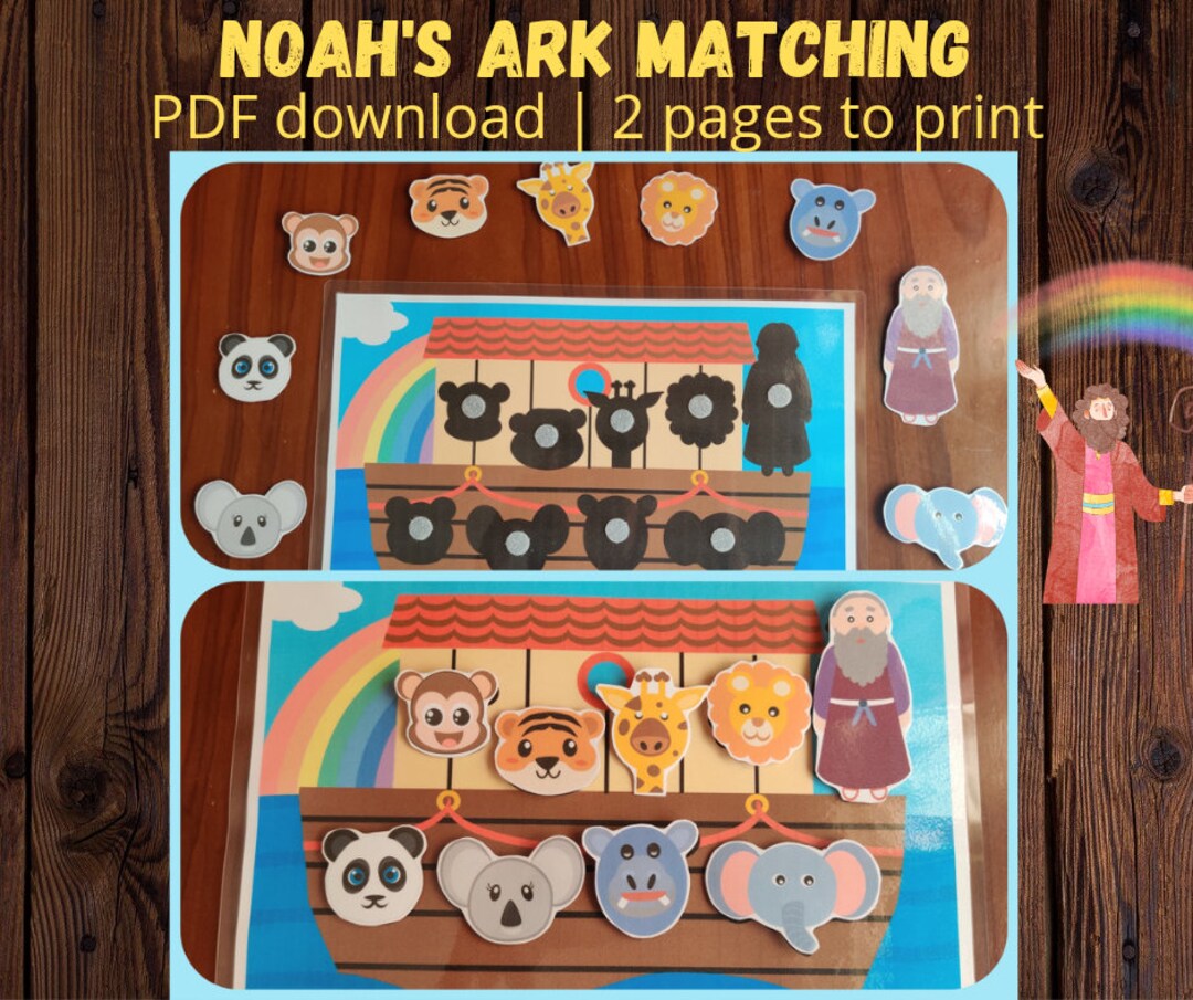 Noah's Ark Matching Activity, Busy Book, File Folder, Toddler Activity ...