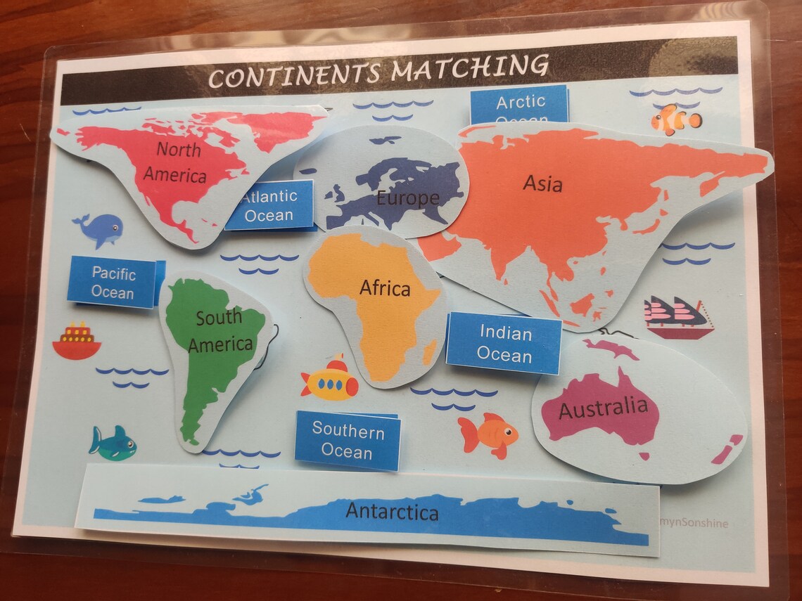 World Map, Continents, Continents and Oceans, Preschool Printable ...