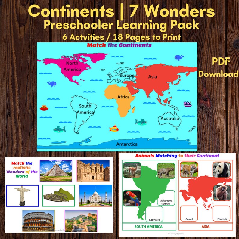 Continents of the World, 7 Wonders of the Wonder, Continent & 7 Wonders ...