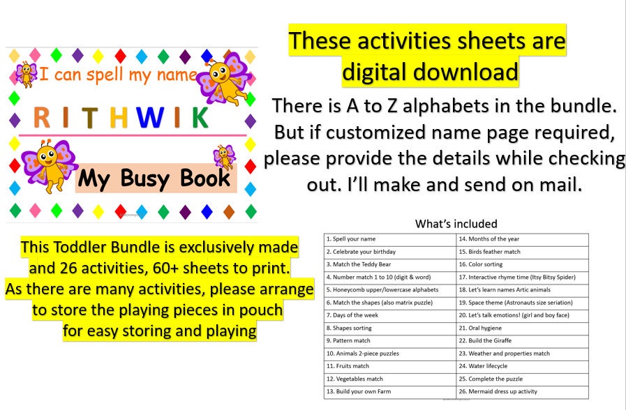 Buy Toddler Busy Book Learning Binder for Preschoolers Homeschooling ...