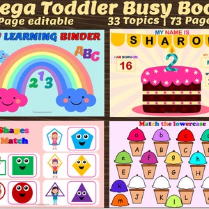 Toddler Busy Book- Mega Bundle Includes 33 Activities, Learning Binder ...