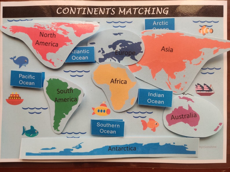 World Map, Continents, Continents and Oceans, Preschool Printable ...