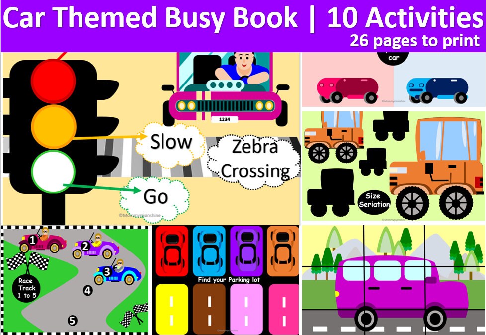 Cars Themed Busy Book Toddler Busy Binder Homeschooling | Etsy