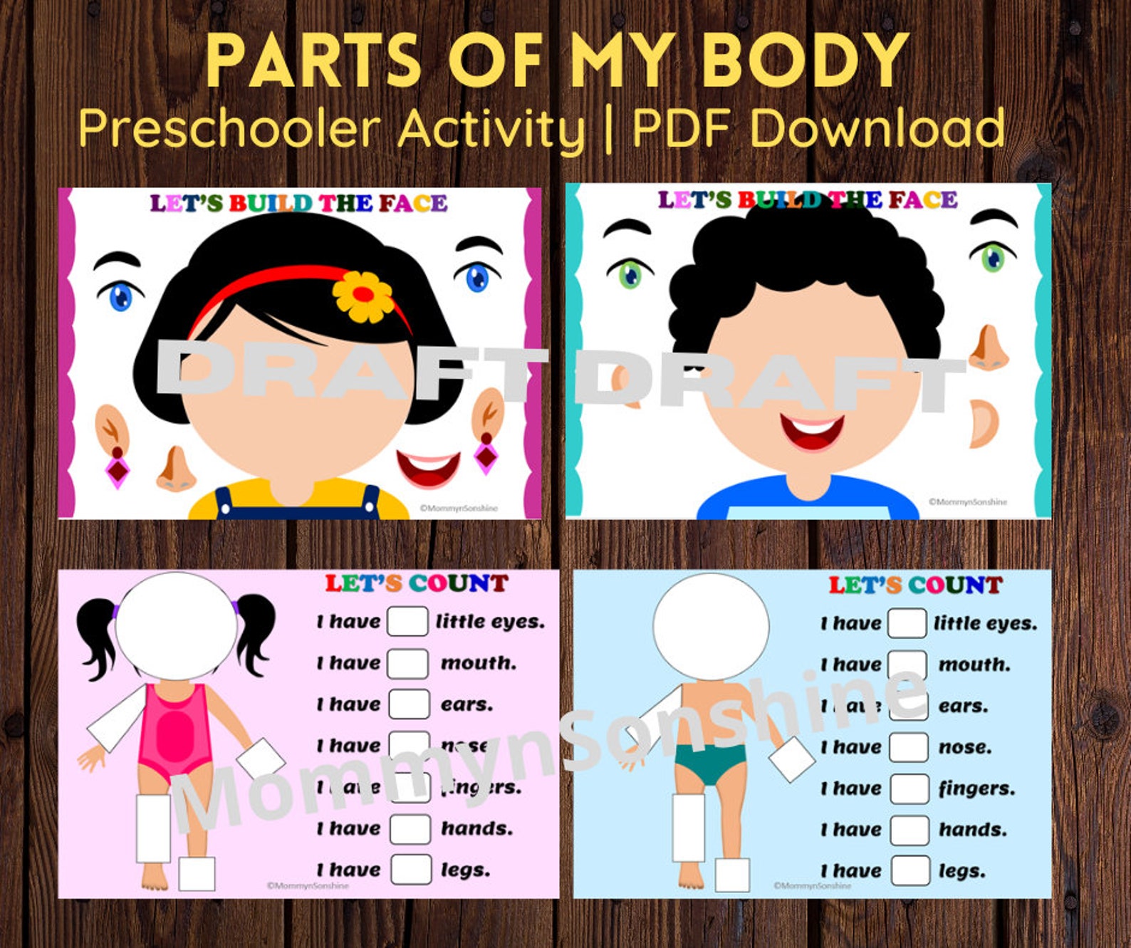 My Body Parts Busy Book, Busy Book Printable for Preschooler, My Body ...
