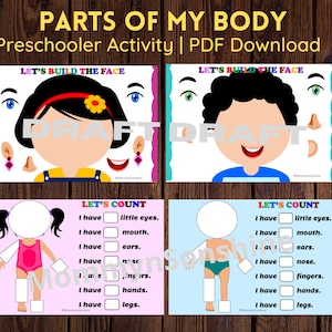 My Body Parts Busy Book, Busy Book Printable for Preschooler, My Body ...