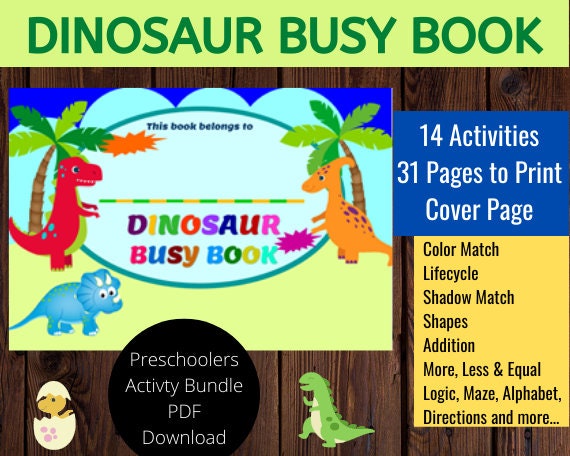 Dinosaur Busy Book Dino Theme Binder Preschooler Activities - Etsy