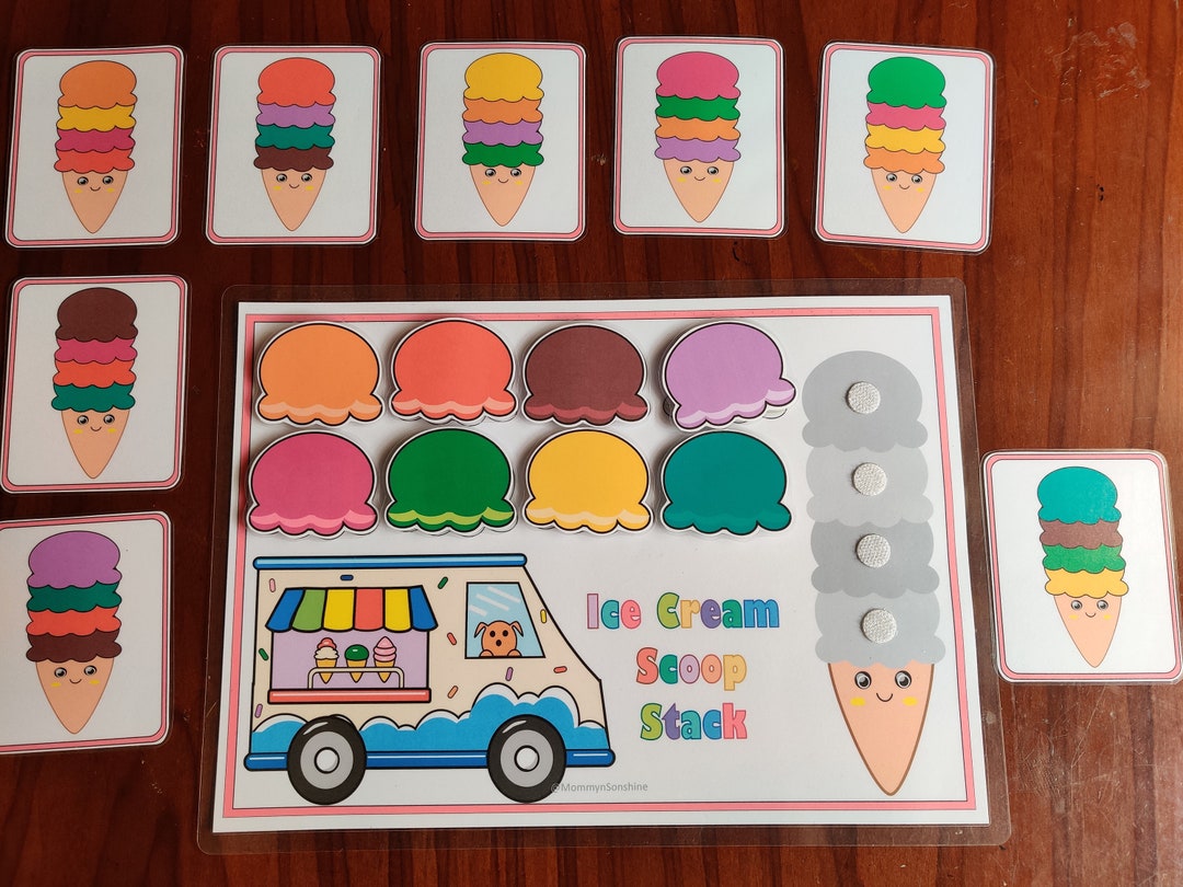 Ice Cream Stack, Busy Bag Activity, Busy Book Page, Toddler Games ...