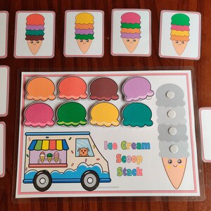 Ice Cream Stack, Busy Bag Activity, Busy Book Page, Toddler Games ...