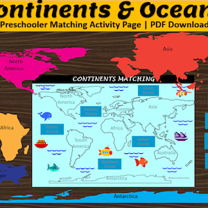World Map, Continents, Continents and Oceans, Preschool Printable ...