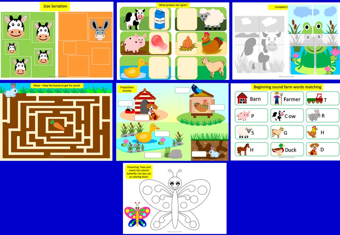 Farm Animals Preschooler Activity, Homeschooling Activity Sheets, Busy ...