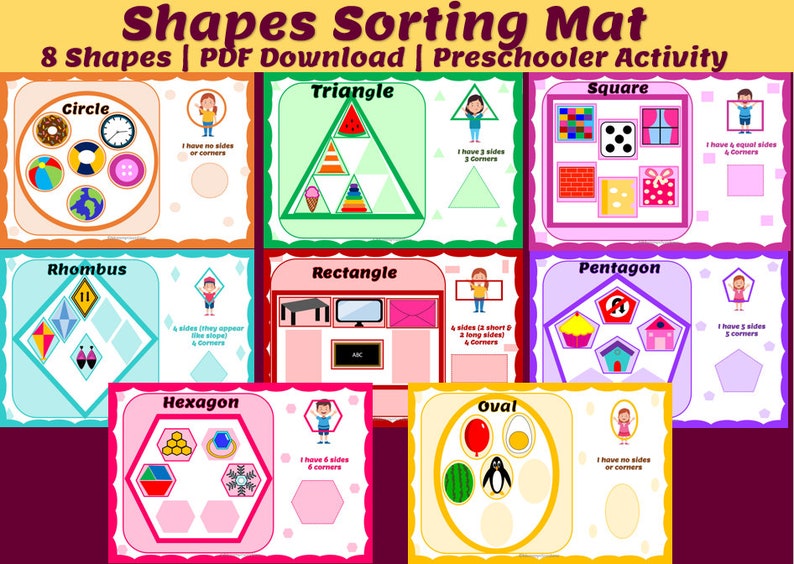 Shapes Sorting Mat Toddler Busy Book Activity Preschooler - Etsy India