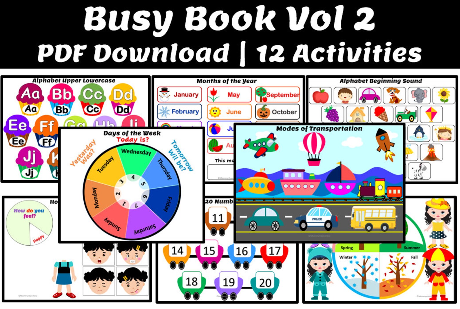 Busy Book Vol 2, Busy Binder for Toddlers & Preschoolers for 2.5 to 4 ...