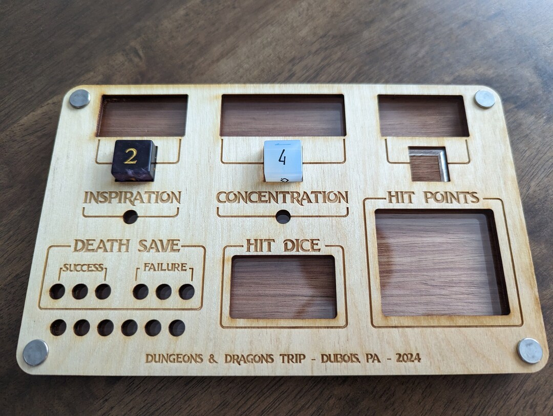 The Adventurer’s Tracker| Handmade Walnut Cherry and Acrylic| D&D Stat Tracker| Dungeons and ...