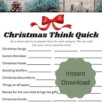 Christmas Think Fast Game! Printable Christmas Games, Think Quick ...