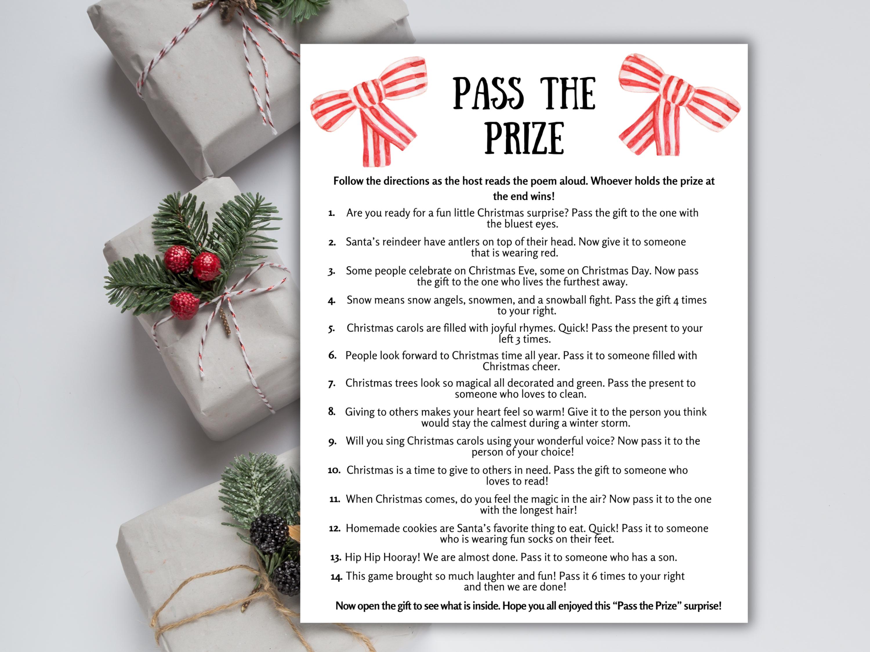 Christmas Pass the Prize Rhyme Game Pass the Present Christmas Gift ...
