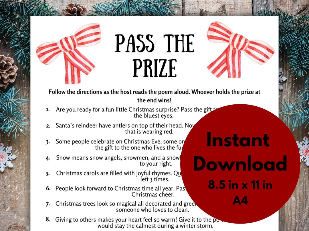 Christmas Pass the Prize Rhyme Game Pass the Present Christmas Gift ...