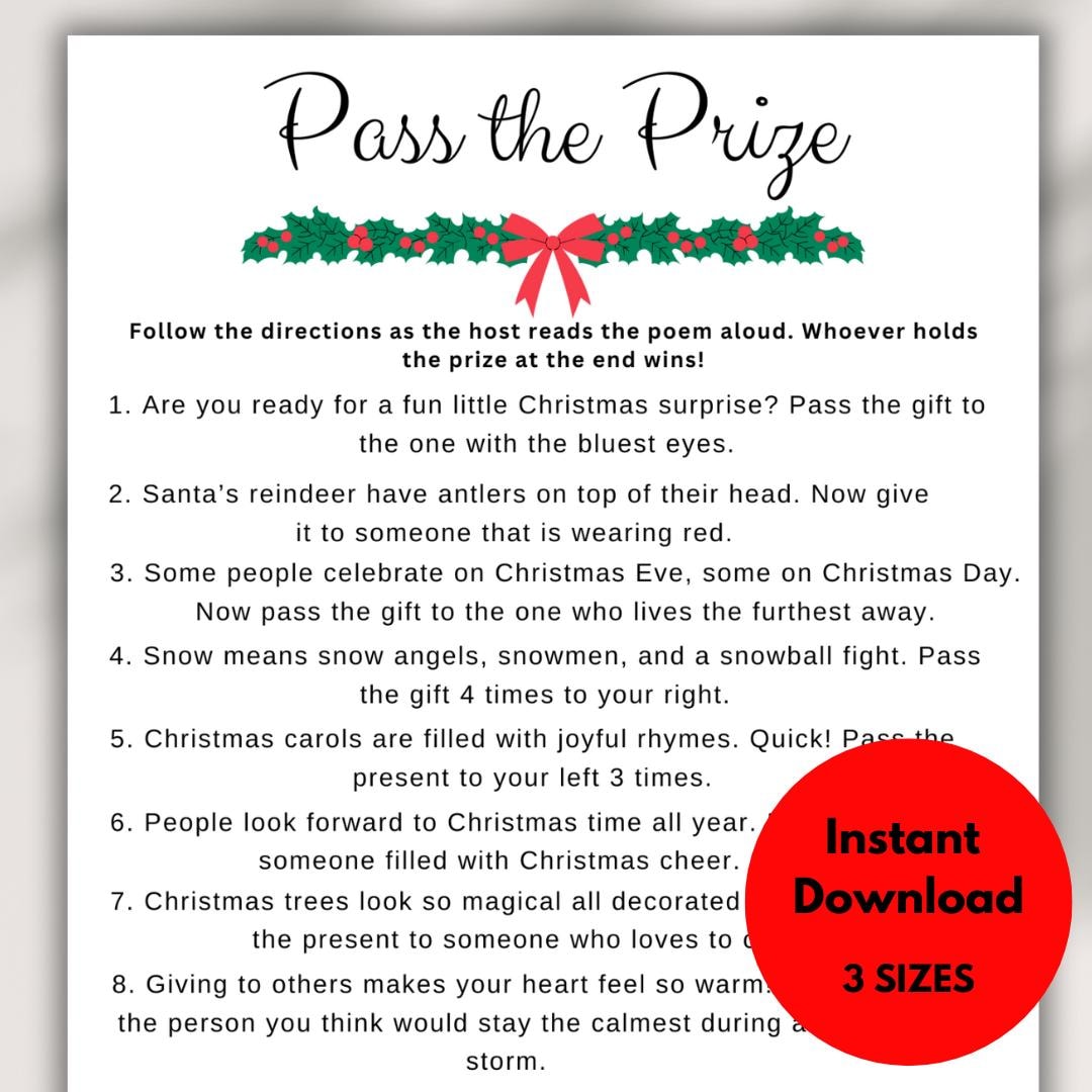 Christmas Pass the Parcel Rhyme Game Friendsmas Game Christmas Pass the ...