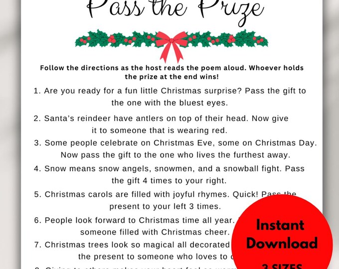 Christmas Pass the Parcel Rhyme Game Friendsmas Game Christmas Pass the ...