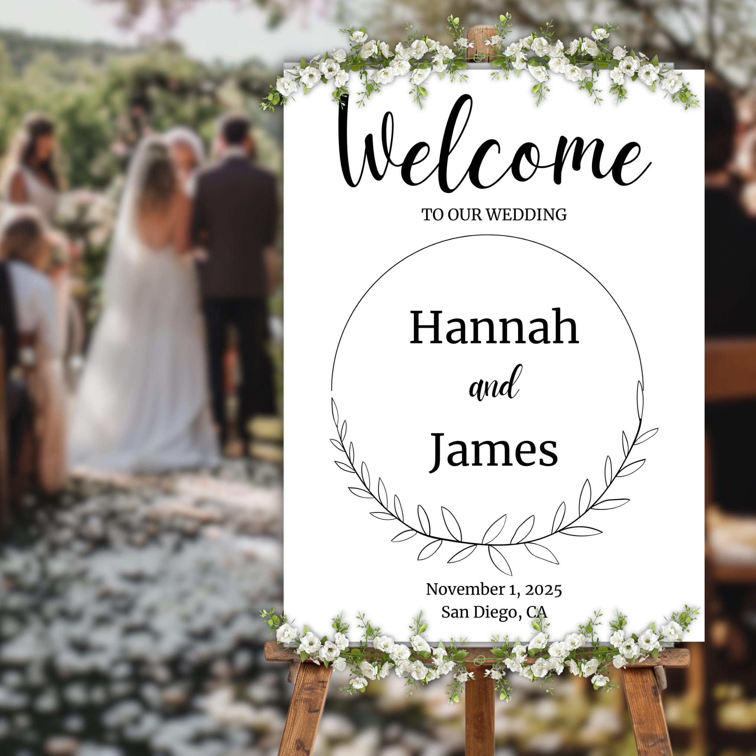 Modern Wedding Welcome Sign Template Minimalist Wedding Welcome Signs Editable Canva Template ...