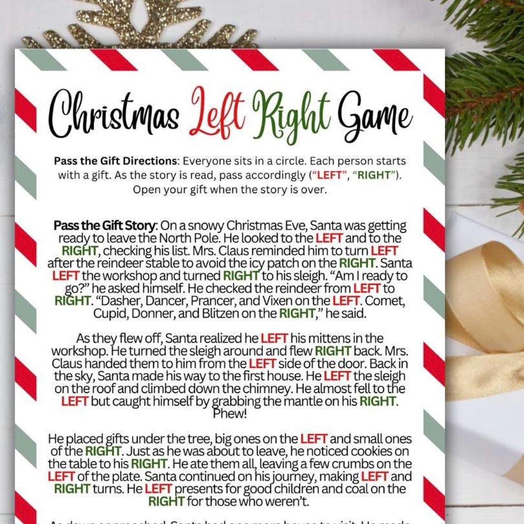 Christmas Left Right Game for Adults Kids Holiday Gift Exchange Game ...