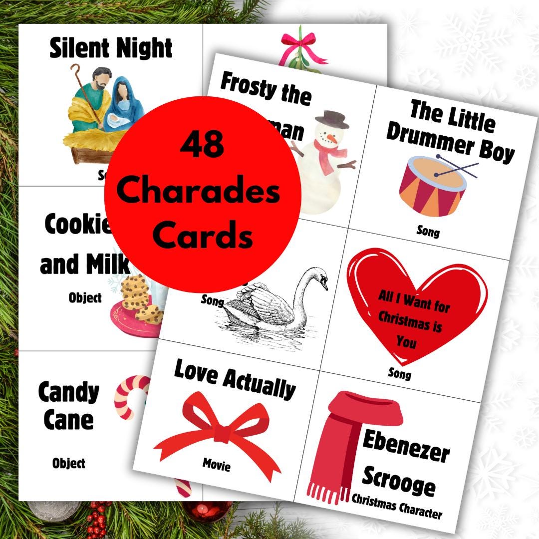 Christmas Charades Game for Adults and Kids Holiday Charades Printable ...