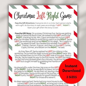 Christmas Left Right Game for Adults Kids Holiday Gift Exchange Game ...