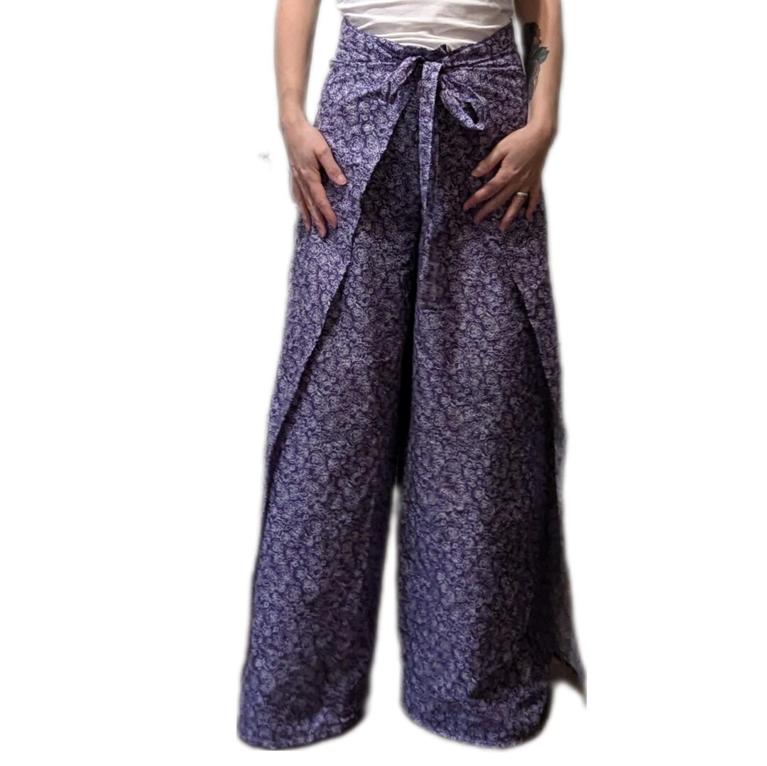One Piece Pants, Wrap Pants, Purple Tie Pants - Etsy