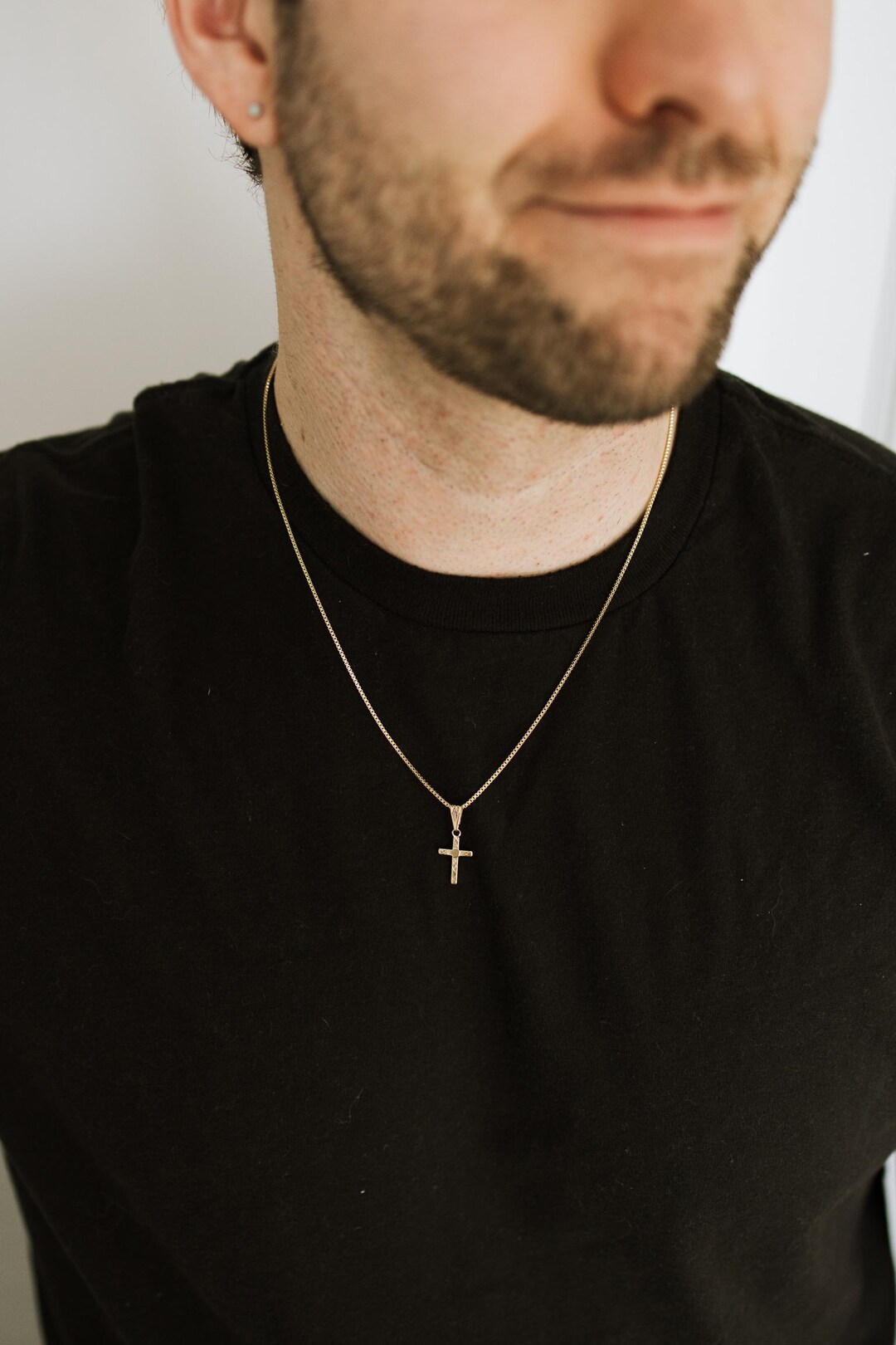 Men's Cross Pendant and Chain, 18k Gold Filled Man Necklace, Men's ...