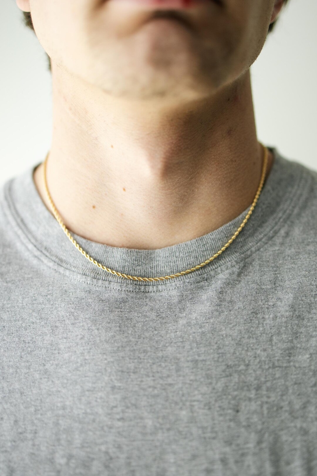 Mens 2mm Rope Chain,18k Gold Filled Man Necklace, Men's Jewelry Gift ...