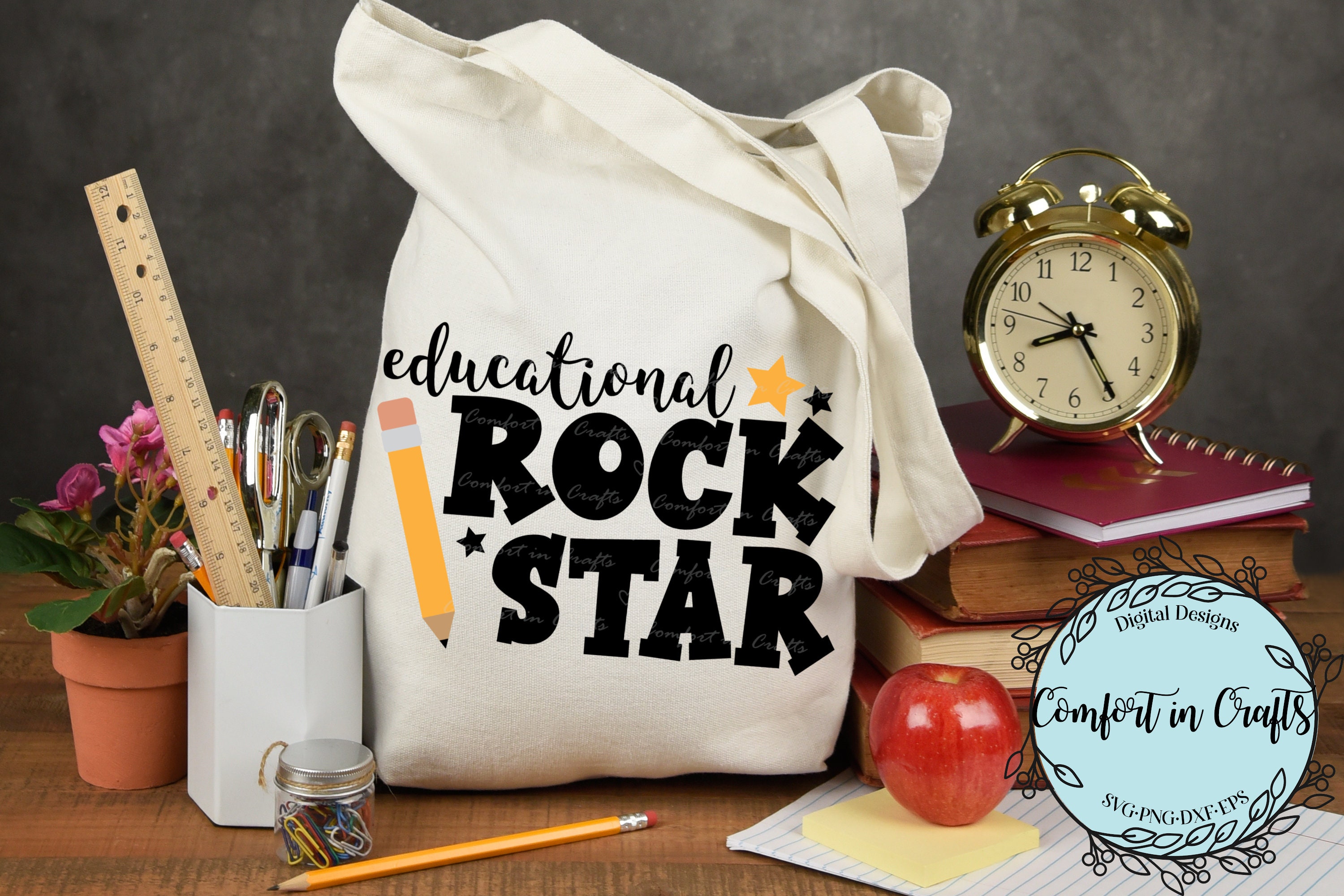 Educational Rock Star SVG Teacher SVG T-shirt Design Tote Bag - Etsy Canada